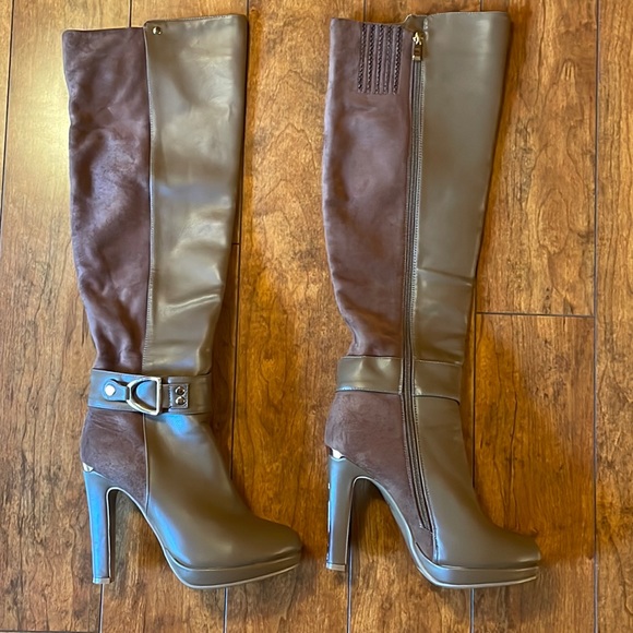 Italina | Shoes | Italina Heeled Knee High Brown Boots Two Toned Brown ...